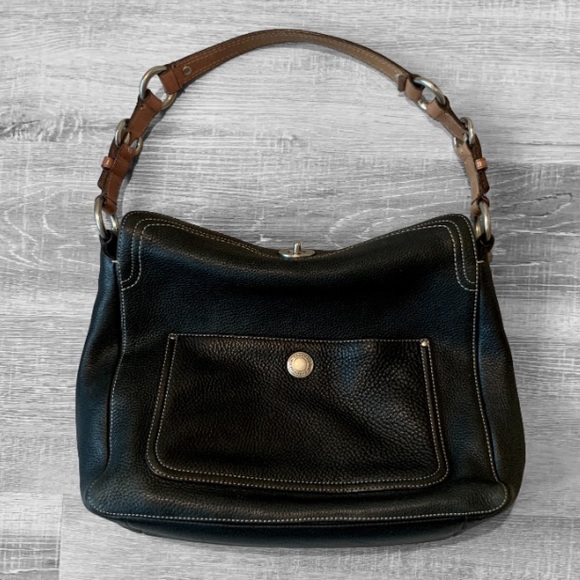 Coach | Bags | Coach Black Pebbled Leather Chelsea Shoulder Bag ...